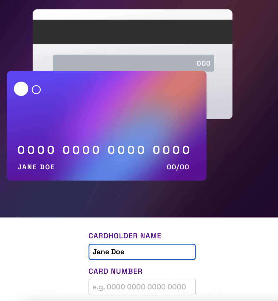 Interactive Credit Card Component - Kerry Clarke-Potter - Frontend Developer